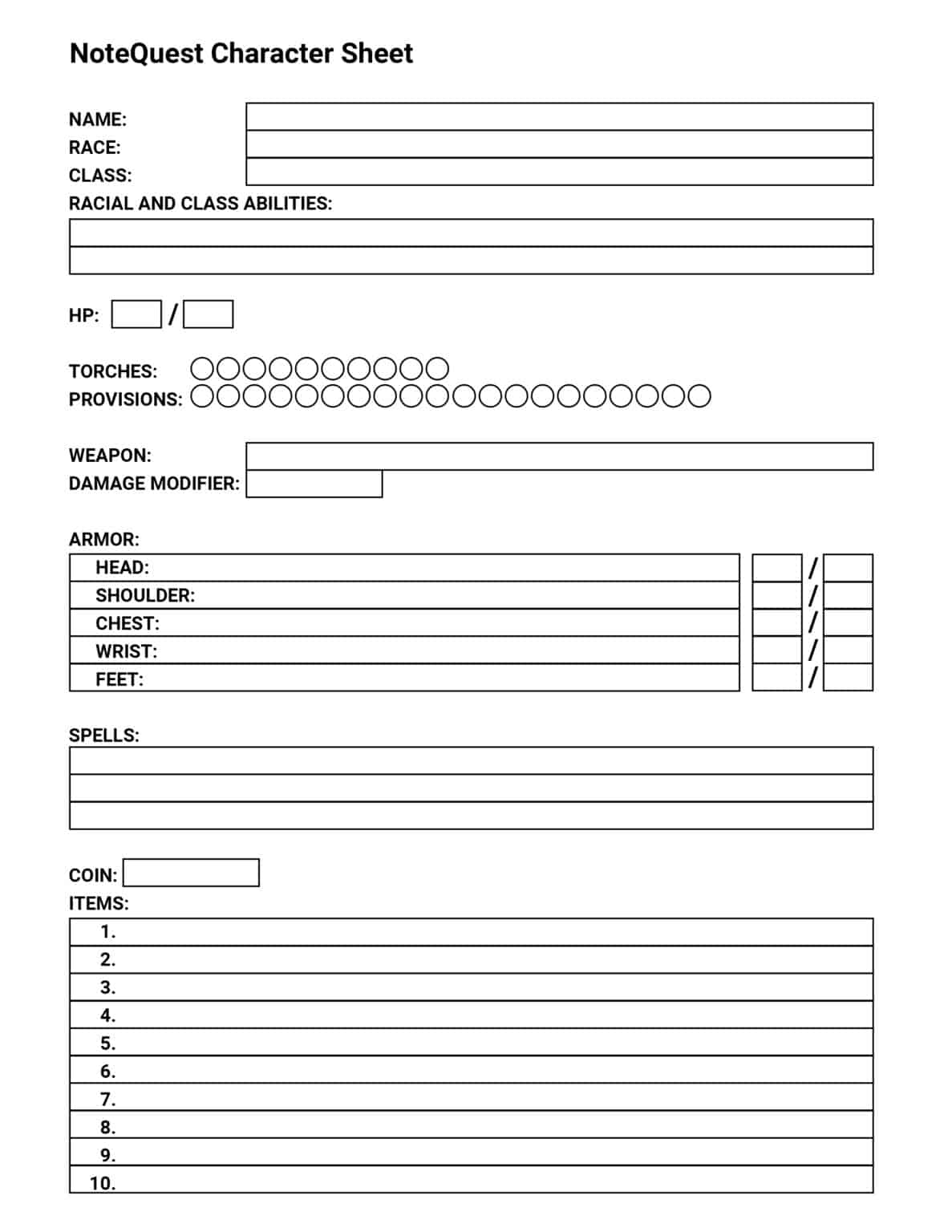 NoteQuest: A Solo RPG for those Lonely Days - Elvyler's Game Room