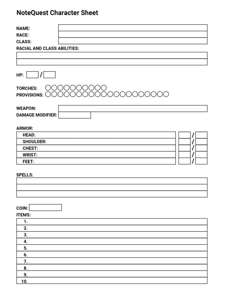 NoteQuest: A Solo RPG for those Lonely Days - Elvyler's Game Room